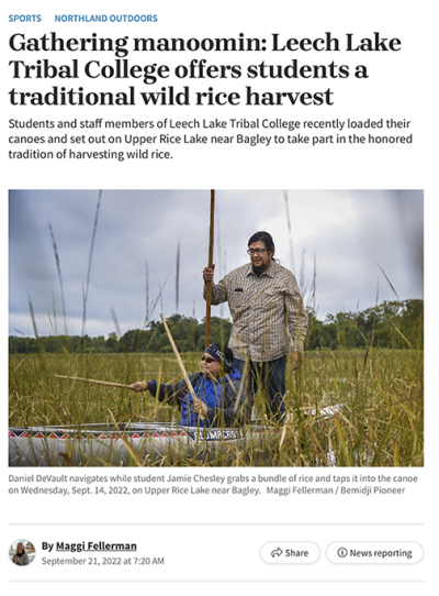 Gathering manoomin: Leech Lake Tribal College offers students a ...